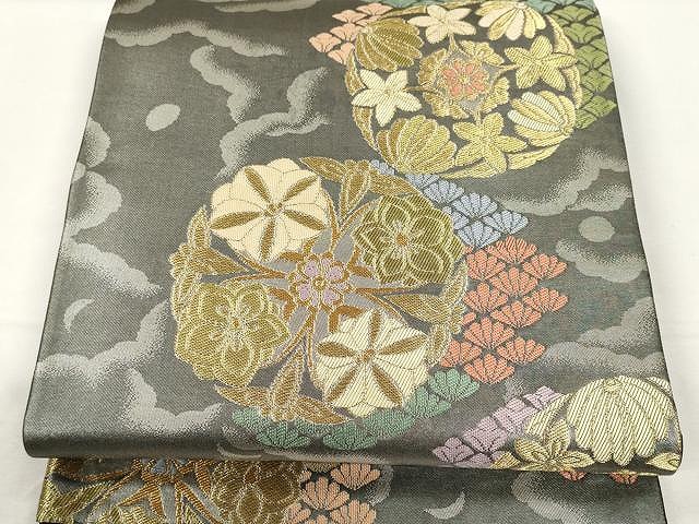 平和屋着物●六通柄袋帯　花丸文　金銀糸　正絹　逸品　未使用　CAAY9282yk