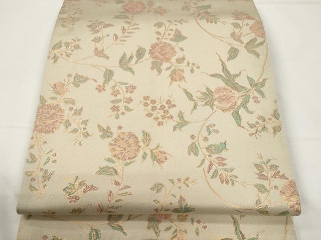 平和屋着物●織物一筋名門　織悦　全通柄　本袋帯　枝花文　正絹　逸品　CAAY9287yk