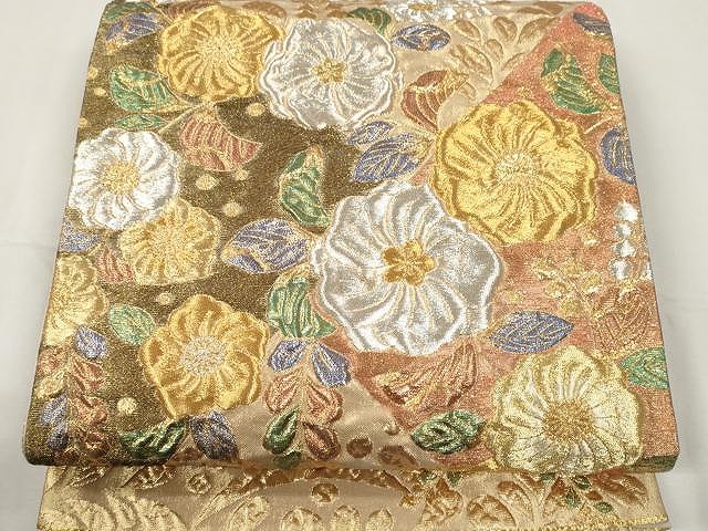 平和屋着物●六通柄袋帯　ふくれ織　辻が花　金銀糸　正絹　逸品　CAAY9291yk