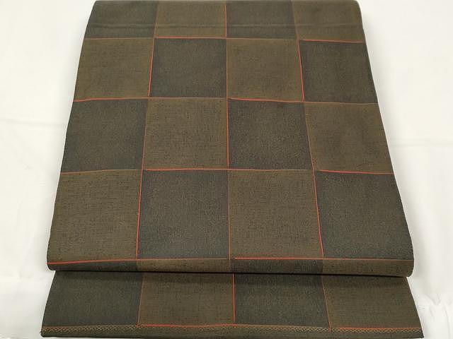 平和屋着物●西陣　織楽浅野　全通柄袋帯　市松文　正絹　逸品　CAAY9295yk