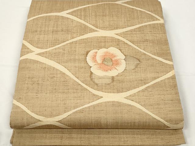 平和屋着物●太鼓柄袋帯　紬地　舞花文　正絹　逸品　CAAY9300yk