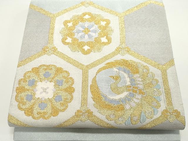 平和屋着物●爪＆#25620；き本綴れ　太鼓柄袋帯　正倉院鳳凰亀甲花文　金糸　正絹　逸品　CAAY9323yk