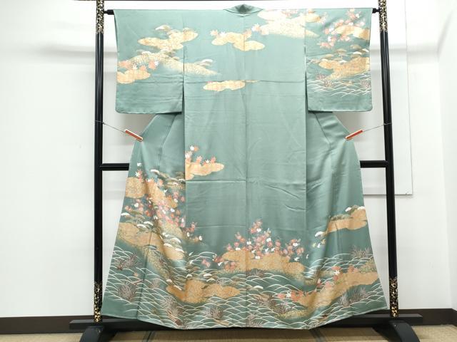 平和屋着物●訪問着　風景文　金彩　正絹　逸品　未使用　CAAY9414th
