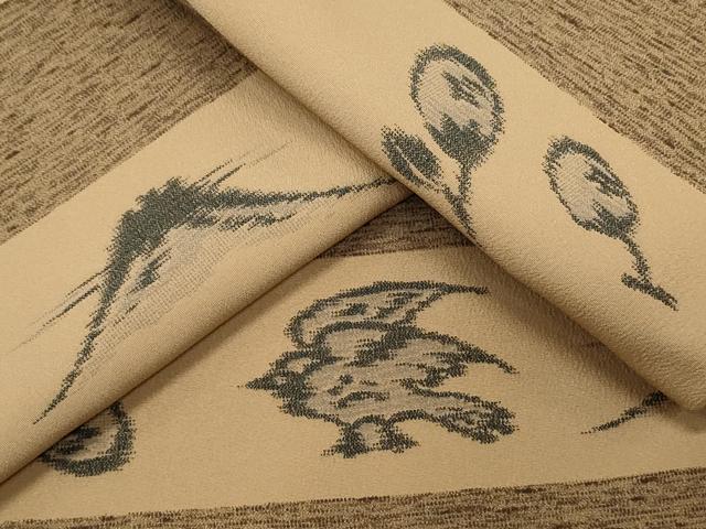 平和屋着物●上質なお召　一富士　二鷹　三茄子　正絹　逸品　CAAY9427th