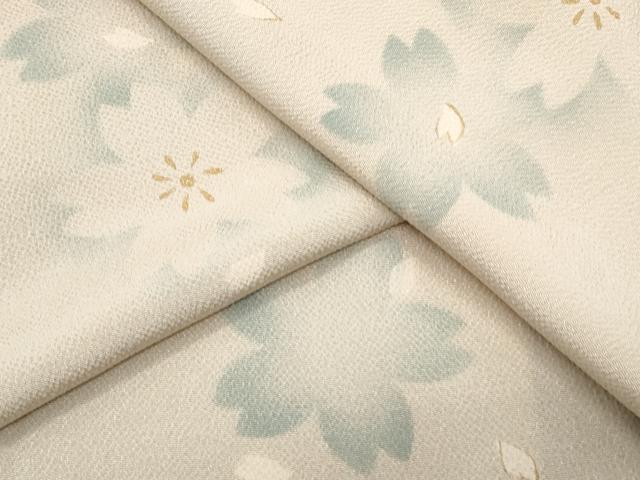 平和屋着物●上質な小紋　舞花文　暈し染め　金彩　鬼しぼ縮緬　正絹　逸品　CAAY9429th