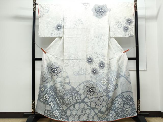 平和屋着物●訪問着　総絞り　籬花文　暈し染め　正絹　逸品　CAAY9461th