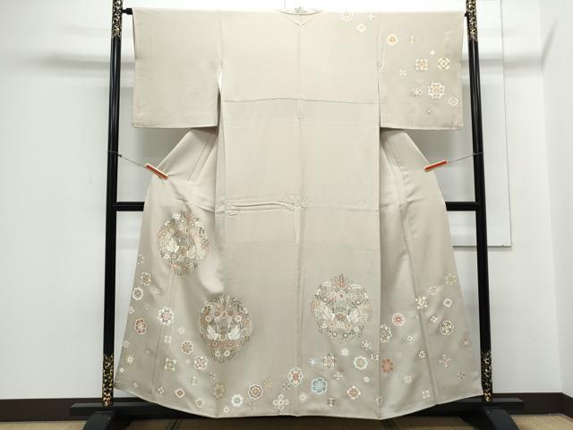平和屋着物●訪問着　駒刺繍　向かい鳥正倉院花文　金彩　正絹　逸品　CAAY9470th