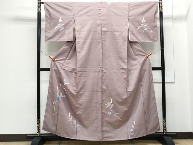 平和屋着物●訪問着　白山紬　友禅　草花文　正絹　逸品　CAAY9514th