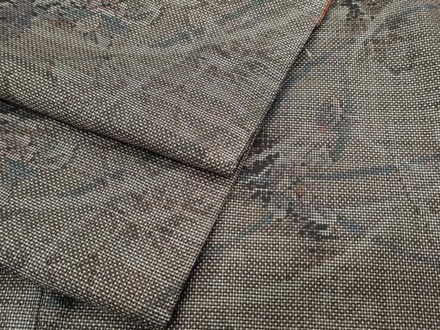 平和屋着物●本場大島紬　9マルキ　草花文　正絹　逸品　CAAY9521th