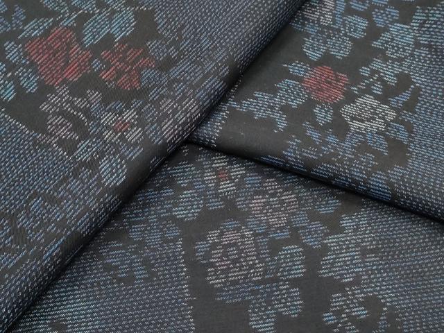 平和屋着物●本場大島紬　草花文　正絹　逸品　CAAY9535th