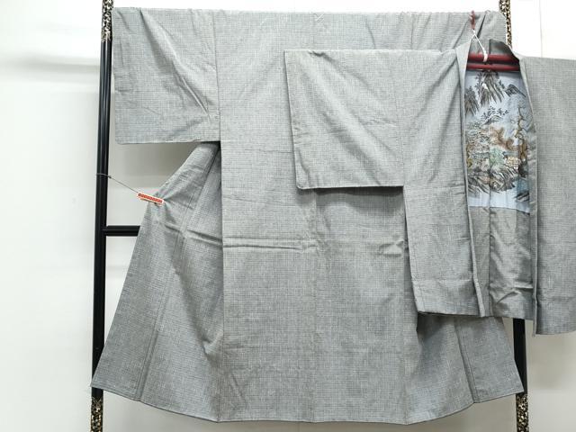 平和屋着物●男性　紬　アンサンブル　霞文　正絹　逸品　CAAY9567th