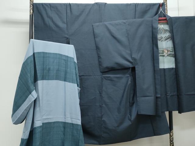 平和屋着物●男性　本場大島紬　アンサンブル　長襦袢セット　100亀甲　総詰め　正絹　逸品　CAAY9585th