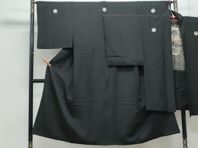平和屋着物●男性　黒紋付　羽織セット　風景文　正絹　逸品　CAAY9588th