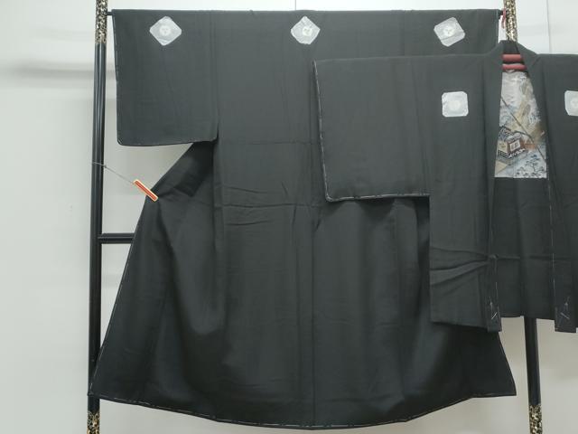 平和屋着物●男性　黒紋付　羽織セット　遠山文　正絹　逸品　未使用　CAAY9589th