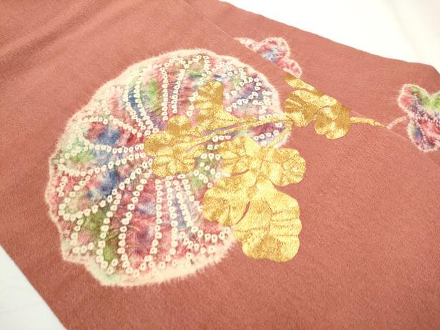 平和屋着物○九寸名古屋帯 駒刺繍 絞り 菊 鬼しぼ縮緬 正絹