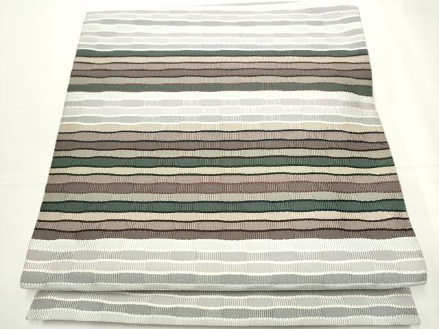 平和屋着物●首里　ロートン織　道屯織　八寸名古屋帯　よろけ縞　正絹　逸品　CAAY9620hy