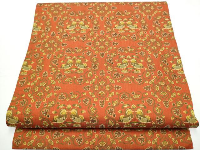 平和屋着物●龍村美術織物　全通柄　九寸開き名古屋帯　鴛鴦唐草文錦　正絹　逸品　CAAY9625hy