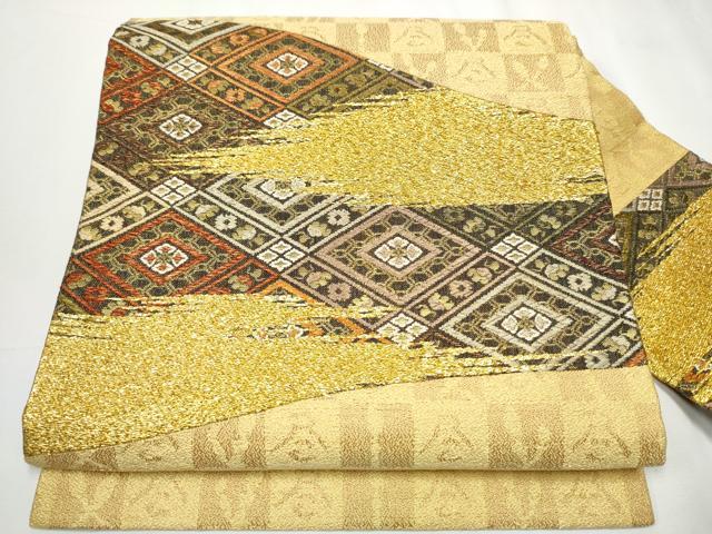 平和屋着物●創業280年　誉田屋源兵衛　九寸名古屋帯　菱花文　金糸　正絹　逸品　CAAY9627hy