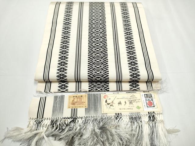 平和屋着物●本場筑前博多織　両面　全通柄袋帯　献上　証紙付き　正絹　逸品　CAAY9629hy
