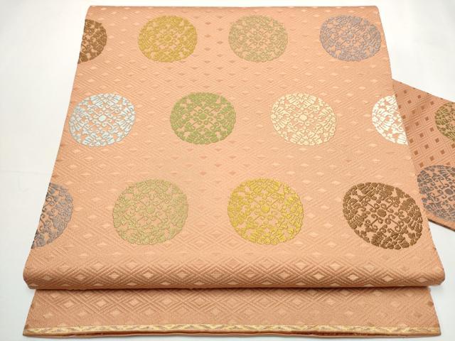 平和屋着物●九寸名古屋帯　唐織　花唐草丸文　正絹　逸品　CAAY9640hy