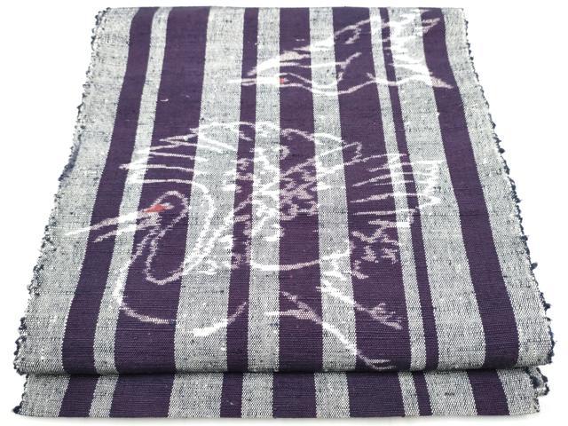 平和屋着物●八寸名古屋帯　紬地　飛鶴文　正絹　逸品　CAAY9645hy