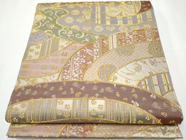 平和屋着物●皇室献上作家　北出与三郎　六通柄　本袋帯　名物曜変流水文様　金糸　正絹　逸品　CAAY9689hy