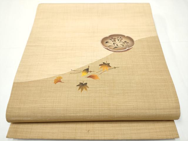 平和屋着物●太鼓柄袋帯　作家物　陶器花文　正絹　逸品　CAAY9691hy