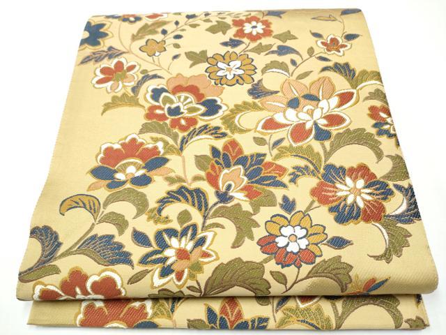 平和屋着物●六通柄袋帯　唐織　更紗枝花文　正絹　逸品　CAAY9698hy