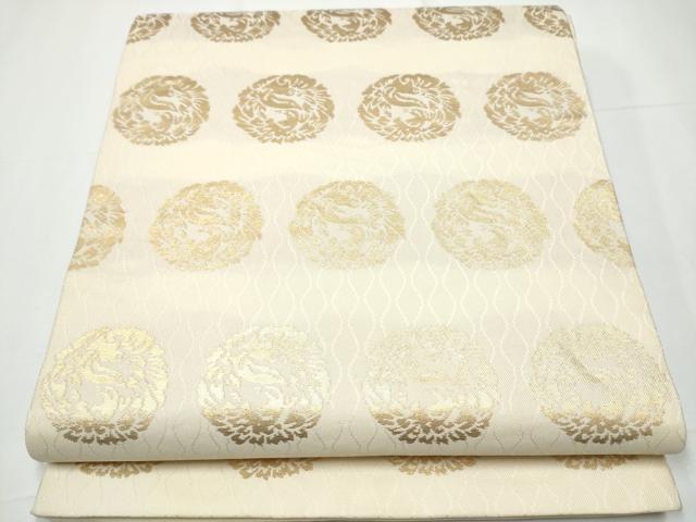 平和屋着物●全通柄袋帯　花鳥丸文　金糸　正絹　逸品　CAAY9701hy