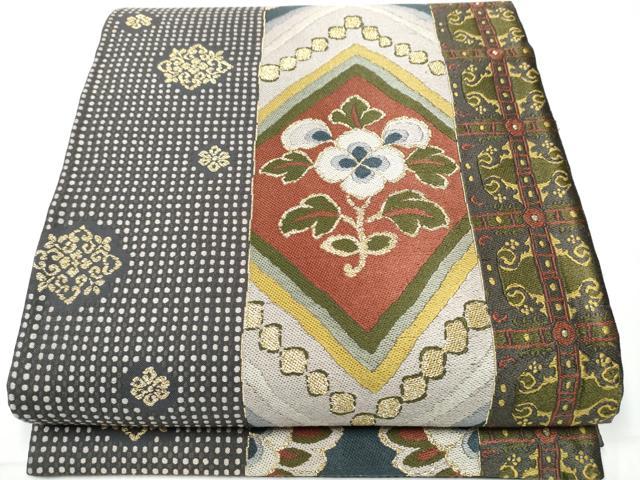 平和屋着物●六通柄袋帯　唐織　吉祥花文　金糸　正絹　逸品　CAAY9702hy