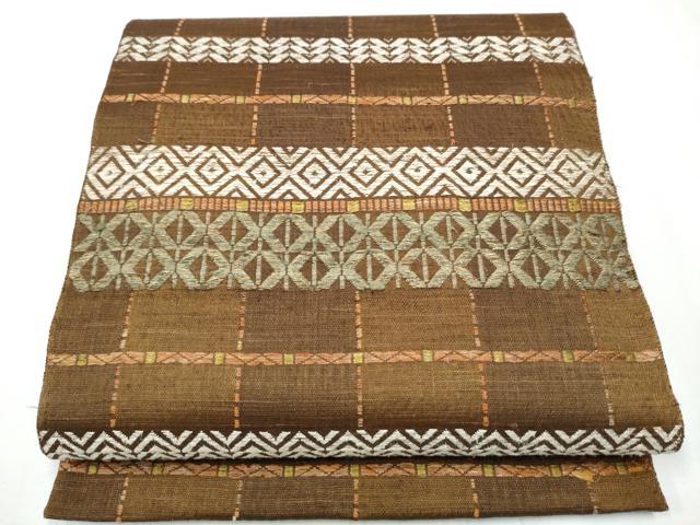 平和屋着物▽スリーシーズン　春夏秋　太鼓柄袋帯　紬地　横段吉祥文　正絹　逸品　CAAY9705hy