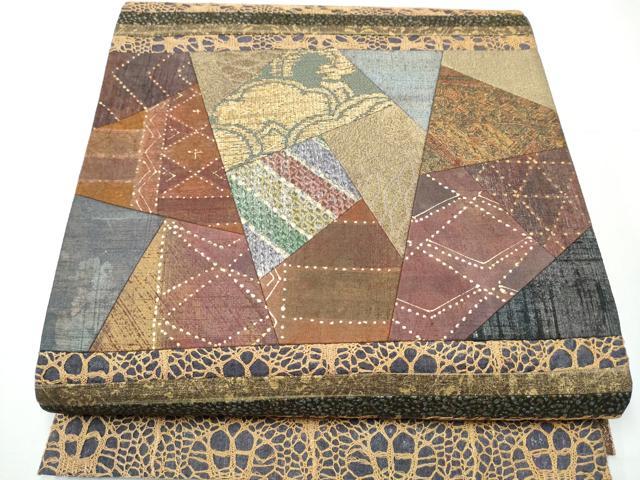 平和屋着物●太鼓柄袋帯　切嵌　吉祥文　金彩　正絹　逸品　CAAY9706hy