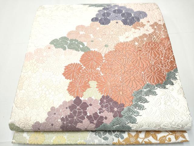 平和屋着物●六通柄袋帯　唐織　松竹梅花文　正絹　逸品　CAAY9743hy