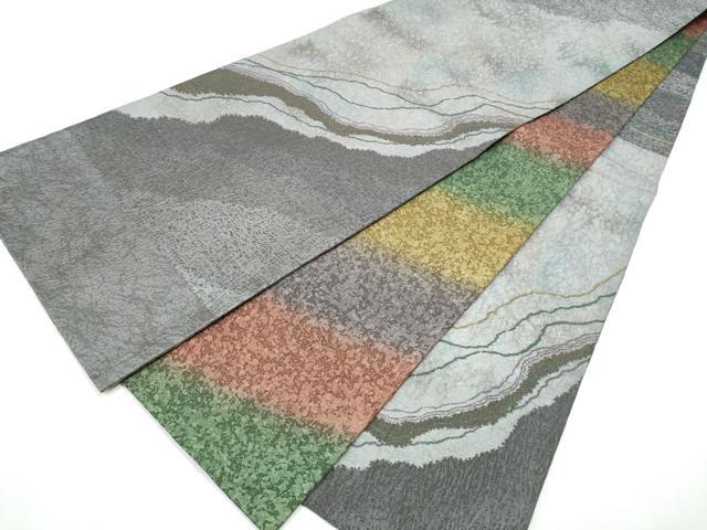 平和屋着物●西陣　老舗　渡文謹製　手織　両方向　両面　全通柄袋帯　用美錦　金糸　正絹　逸品　CAAY9774hy