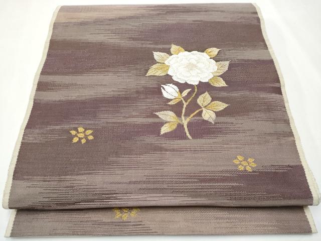 平和屋着物●太鼓柄袋帯　紬地　すくい織　枝花文　金糸　正絹　逸品　CAAY9776hy