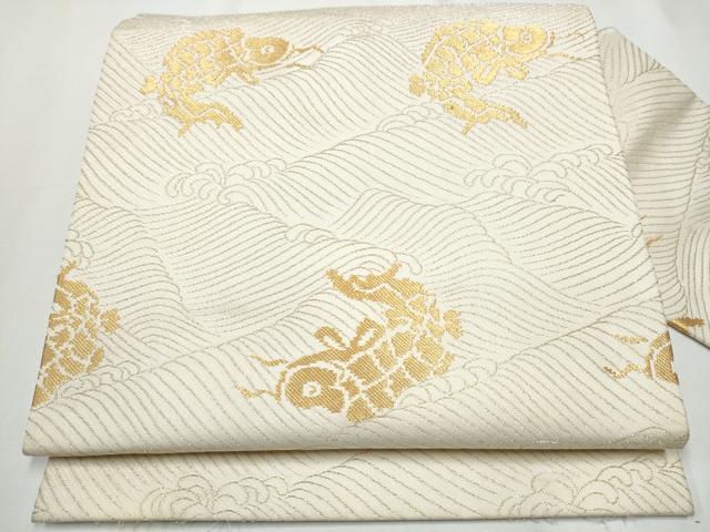 平和屋着物●九寸名古屋帯　荒磯　金糸　正絹　逸品　CAAY9828hy