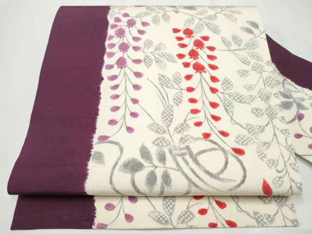 平和屋着物●摺型友禅　京都　多ち花　全通柄　九寸名古屋帯　枝垂れ花文　正絹　逸品　CAAY9844hy