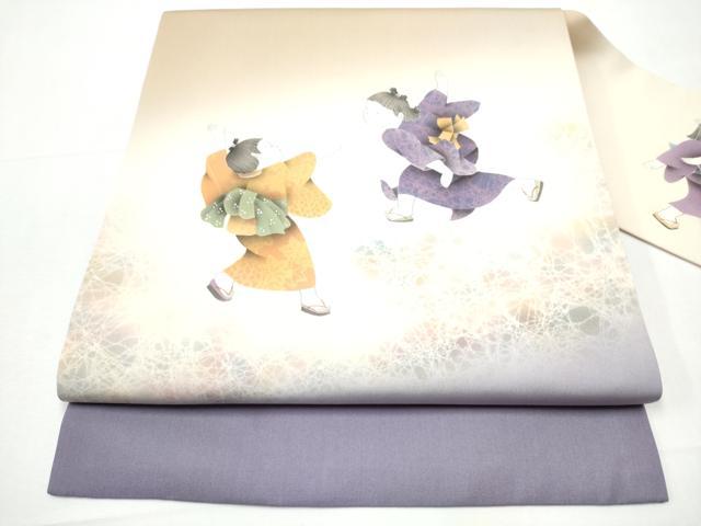 平和屋着物●塩瀬　九寸名古屋帯　童子遊び　正絹　逸品　CAAY9882hy