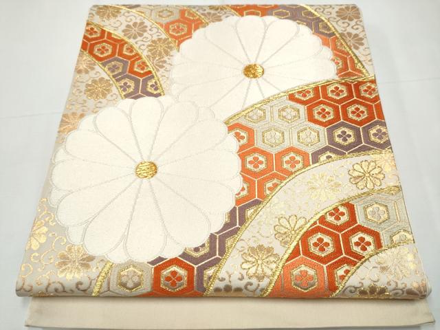 平和屋着物●西陣　河合美術織物謹製　六通柄袋帯　唐織　桐唐草文　金糸　正絹　逸品　CAAY9893hy