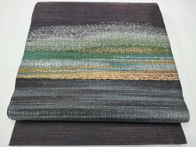 平和屋着物●西陣　老舗　渡文謹製　手織　両面　太鼓柄袋帯　紬地　霞文　金銀糸　正絹　逸品　CAAY9896hy