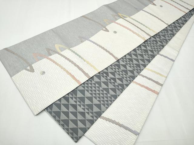 平和屋着物●両面　六通柄袋帯　抽象文　正絹　逸品　CAAY9901hy