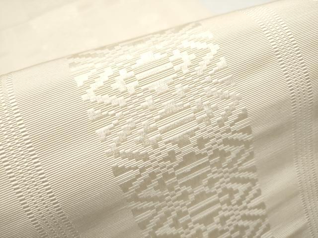 平和屋着物○本場筑前博多織 九寸名古屋帯 献上 練色 正絹 逸品