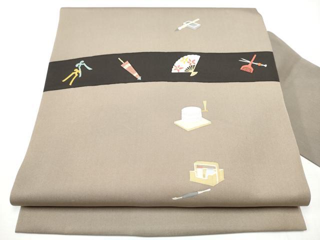 平和屋着物●塩瀬　九寸名古屋帯　器物文　正絹　逸品　CAAY9933hy