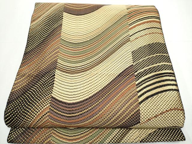 平和屋着物●本場筑前博多織　八寸名古屋帯　流線文　正絹　逸品　CAAY9956hy