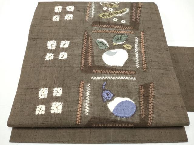 平和屋着物●九寸名古屋帯　紬地　絞り　成物　正絹　逸品　CAAY9982hy