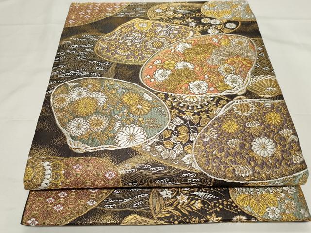 平和屋着物●西陣の名門　加納幸謹製　六通柄袋帯　唐織　貝合せ花文　金糸　正絹　逸品　未使用　CAAZ0324dy