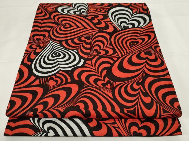 平和屋着物●全通柄袋帯　ハート　黒地　正絹　逸品　CAAZ0326dy