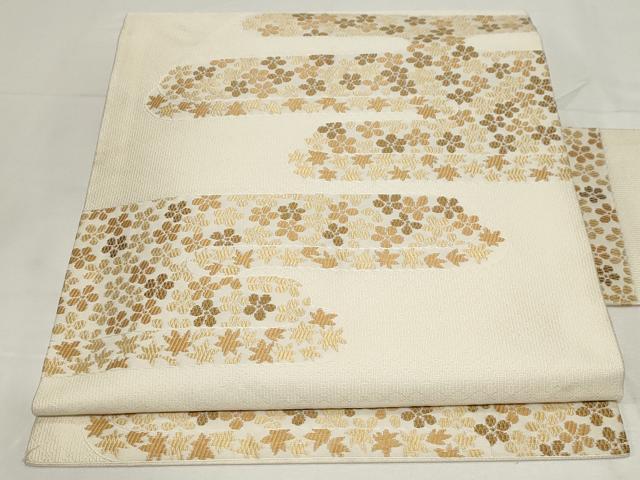 平和屋着物●九寸名古屋帯　唐織　エ霞草花文　正絹　逸品　CAAZ0334dy