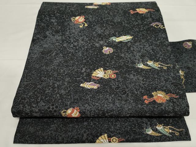 平和屋着物●九寸名古屋帯　唐織　宝尽くし文　金糸　正絹　逸品　未使用　CAAZ0336dy