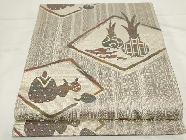 平和屋着物●本場筑前博多織　八寸名古屋帯　成り物　正絹　逸品　CAAZ0338dy